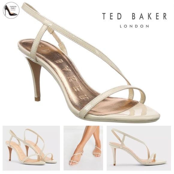 Ted Baker | Shoes | Ted Baker Pippel Nude Patent Strappy Heeled Sandals Beige Stiletto Heel ...